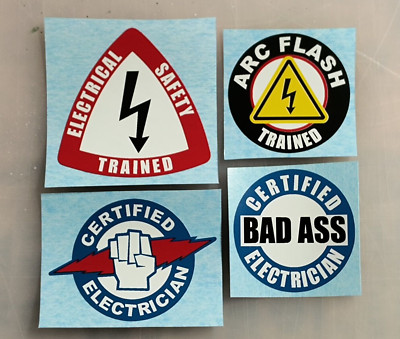 4pk Electrical Safety Funny Hard Hat Stickers Helmet Bump Cap ...
