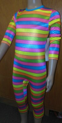 Circus Striped Capri unitard costume spandex small child brightly ...