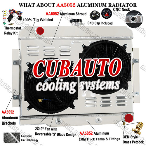 For 1972-1986 Jeep CJ CJ5 CJ7 Chevy V8 Conversion 3 Row Radiator+Shroud ...