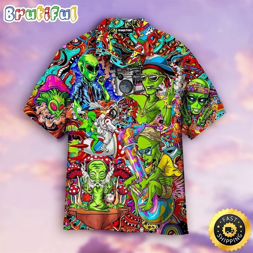 Alien Hippie Summer Funny Aloha Hawaiian Shirt | eBay