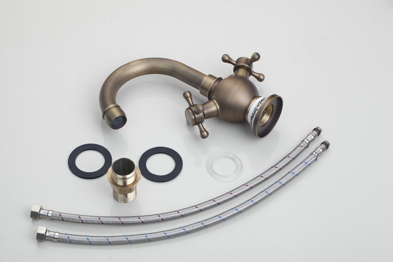 Short Goose neck Bathroom Basin Mixer Swivel Taps 2 Handles Deck ...