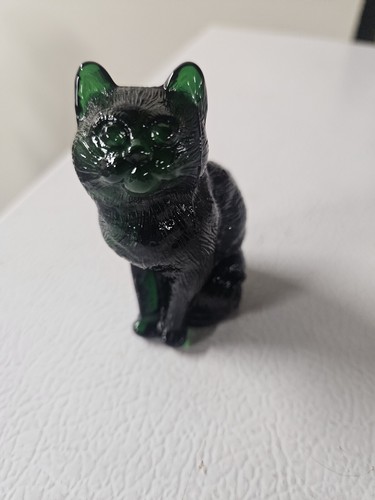 Vintage Mosser Glass Dark Green Slag Cat Figurine | eBay