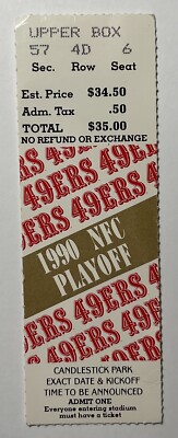 NFL 1990 San Francisco 49ers NFC PLAYOFF Ticket | eBay