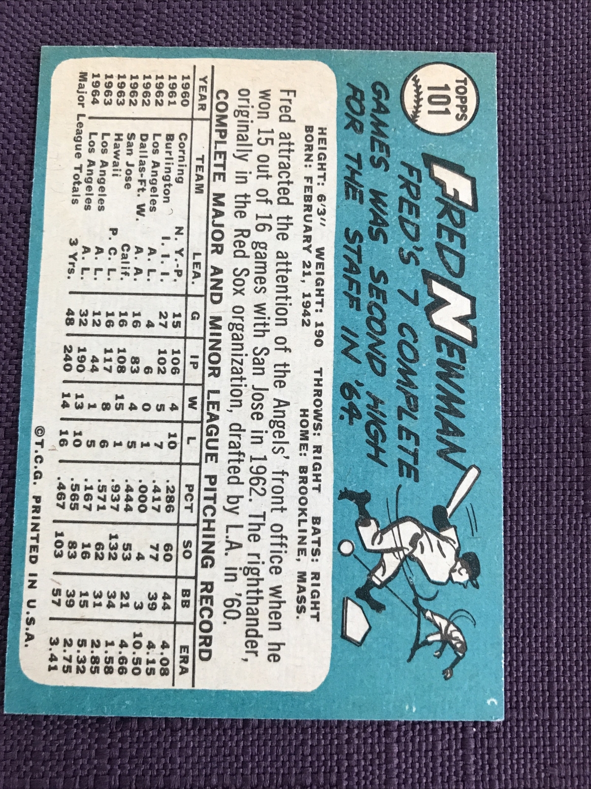 1965 Topps - #101 Fred Newman for sale online | eBay