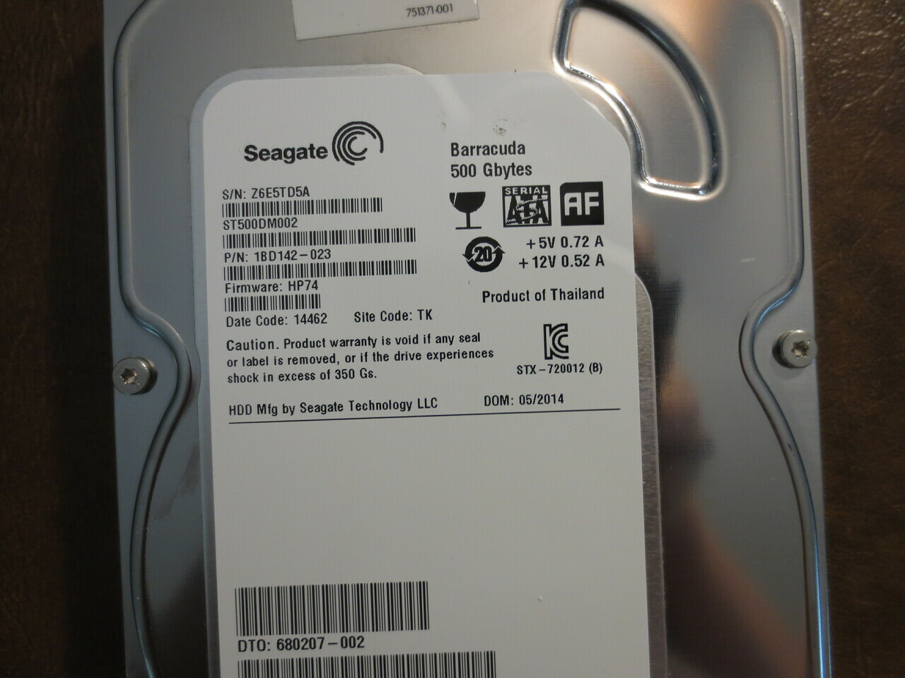 Seagate ST500DM002 1BD142-023 FW:HP74 TK 500gb 3.5" Sata HDD ...