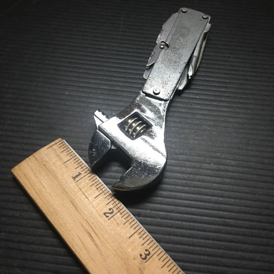 Vintage 90s Stainless Steel Adjustable Wrench & Multi-Tool Pocket Knife ...