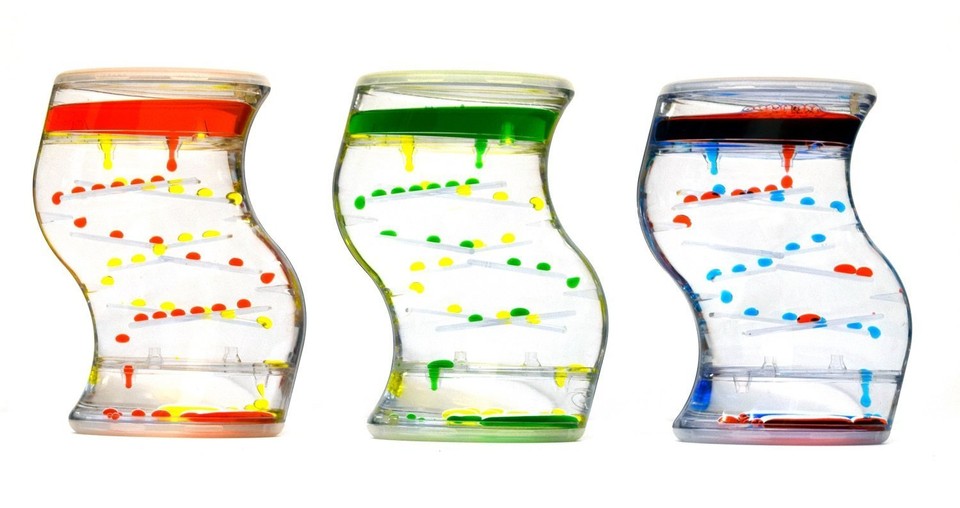 Set of 3 Liquid Double Single Spiral Coloured Timers Calming Motion ...