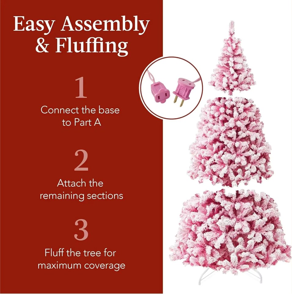 7 FT Pink Christmas Tree Xmas Artificial Spruce Realistic Artificial ...