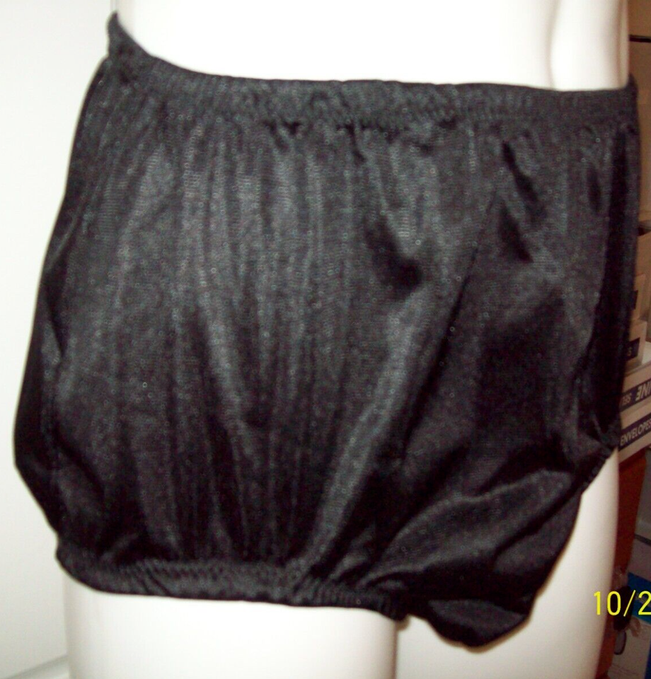BLACK NYLON TRICOT POCKET PANTIES * ENCASED ELASTIC * Briefs * MEN 30 ...