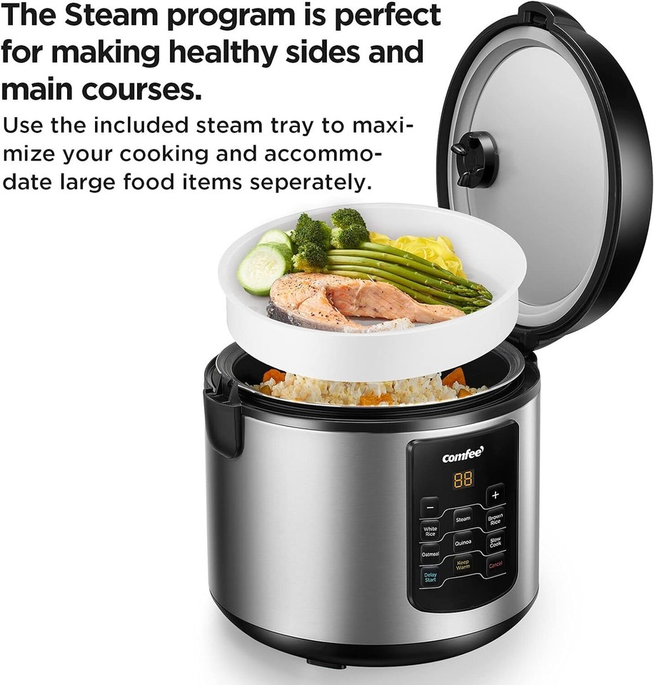 Programmable Digital Electric Rice Cooker Multi Slow Cooker Steamer 8 ...