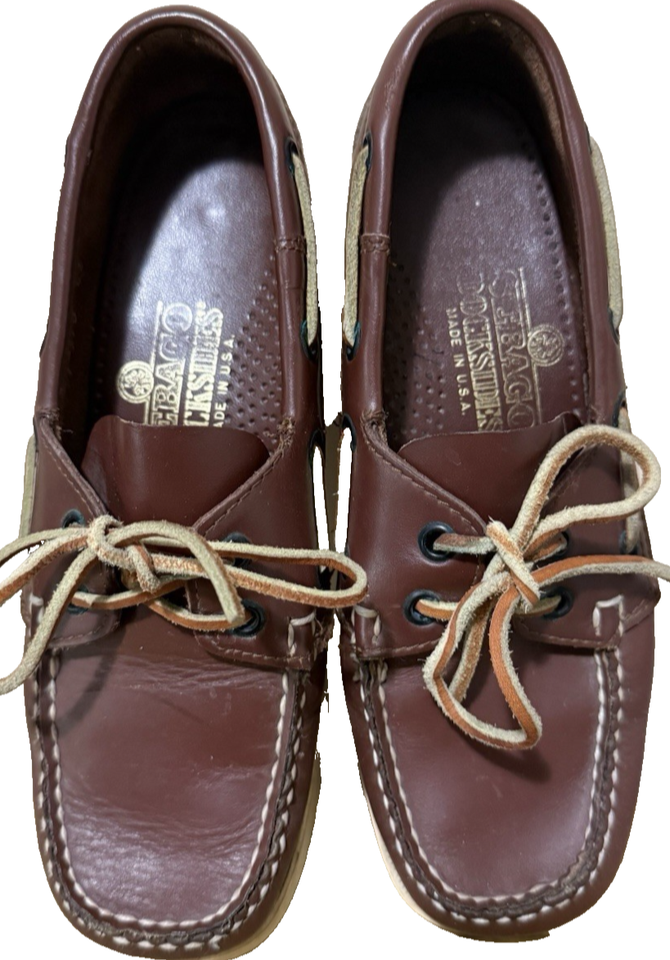 Women's Sebago Docksides Boat Shoes Brown US 6.5 NARROW Made In USA | eBay