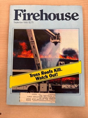 Firehouse Magazine September 1988 Truss Roof Safety Issue EMS Jacket ...