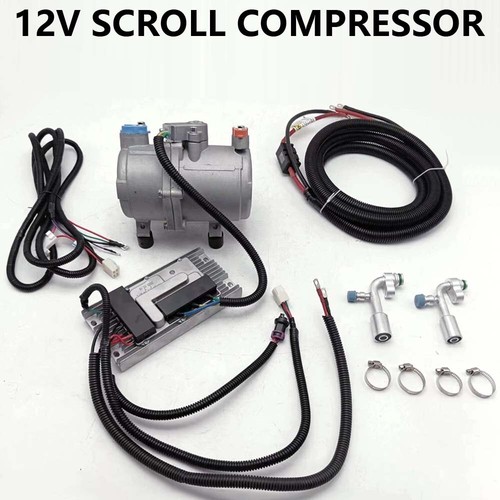 12V Electric AC Scroll Compressor Universal Car Air Conditioner Panel ...