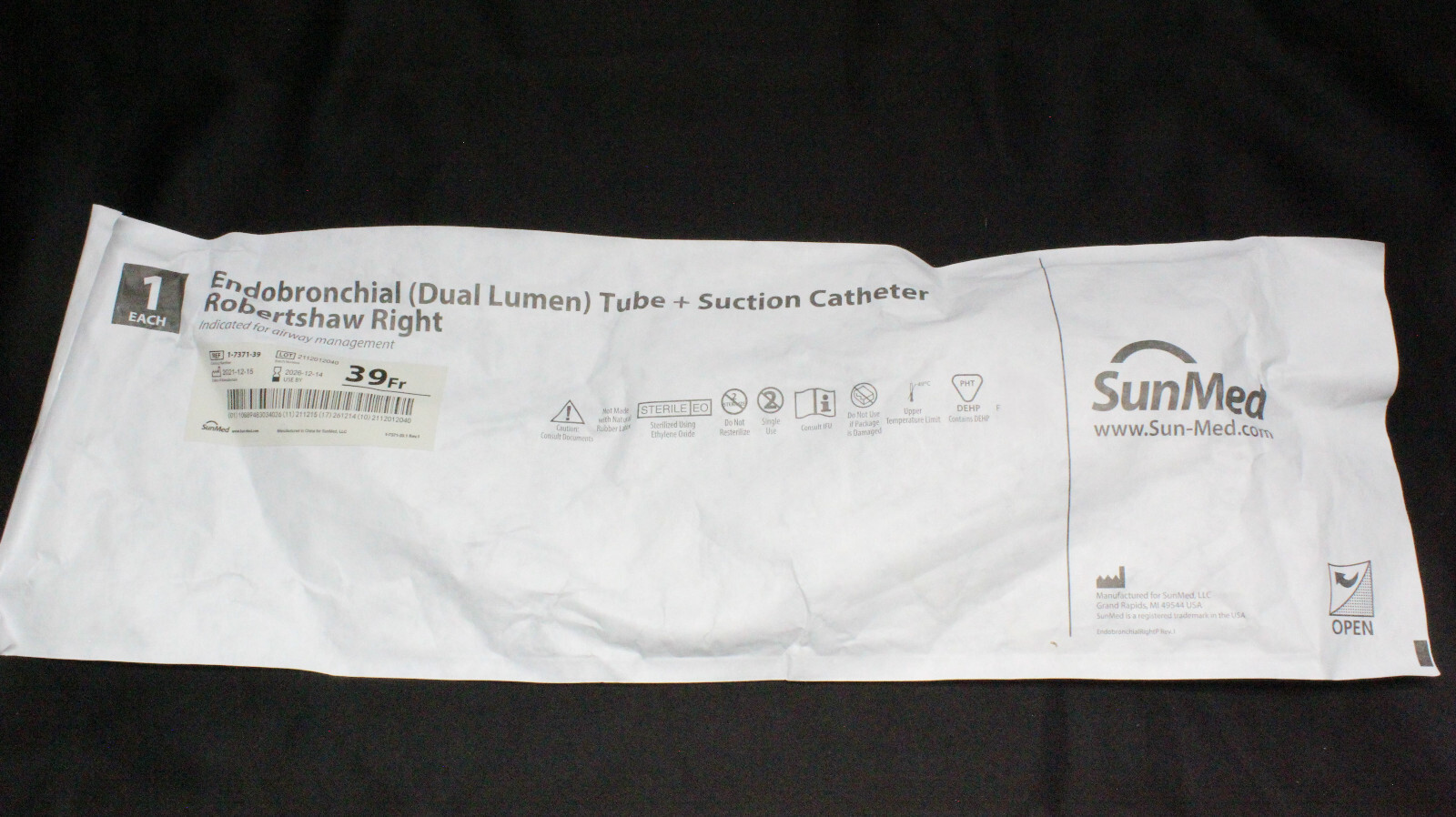 SunMed Robertshaw Dual Lumen Trach Tubes - Endobronchial Tube, Right ...