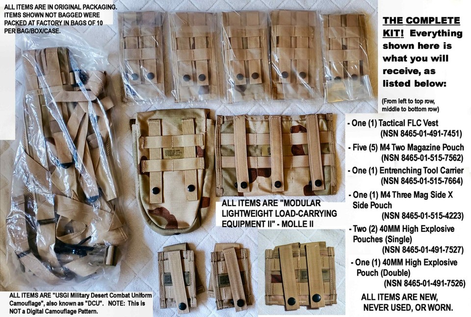 COMPLETE KIT! NEW USGI DCU MOLLE II FLC Vest + 10 Pouches | eBay