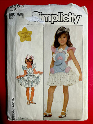 Rare UNCUT Simplicity 8653 Child 5 Sundress Back-Buttoned Bib Appliques ...