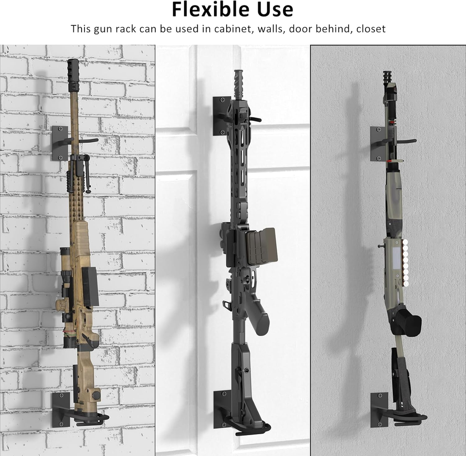 Rifle Gun Rack Heavy Duty Steel Wall Mount Adjustable Slot Indoor ...