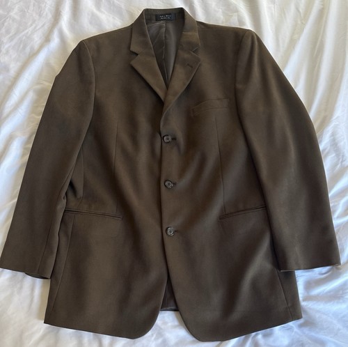 Andrew Fezza Fusion Men’s Blazer 44L Brown Comfort Stretch Faux Suede ...