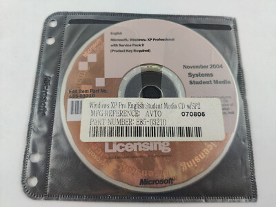 Microsoft Windows XP Professional 32 Bit English SP2 Student CD With ...