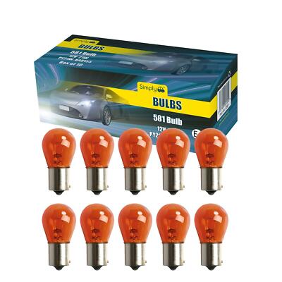 10 x 581 12V PY21W Amber Orange Indicator Car Bulbs BAU15S Off Set Pins ...
