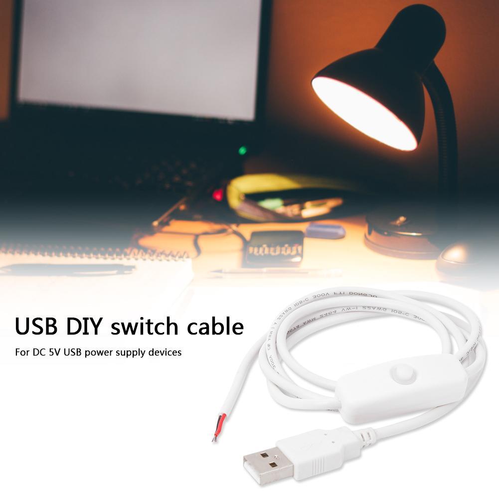 1m 5V USB Power Cable 2 Pin USB 2.0 Male Cord Extension DIY with Switch ...