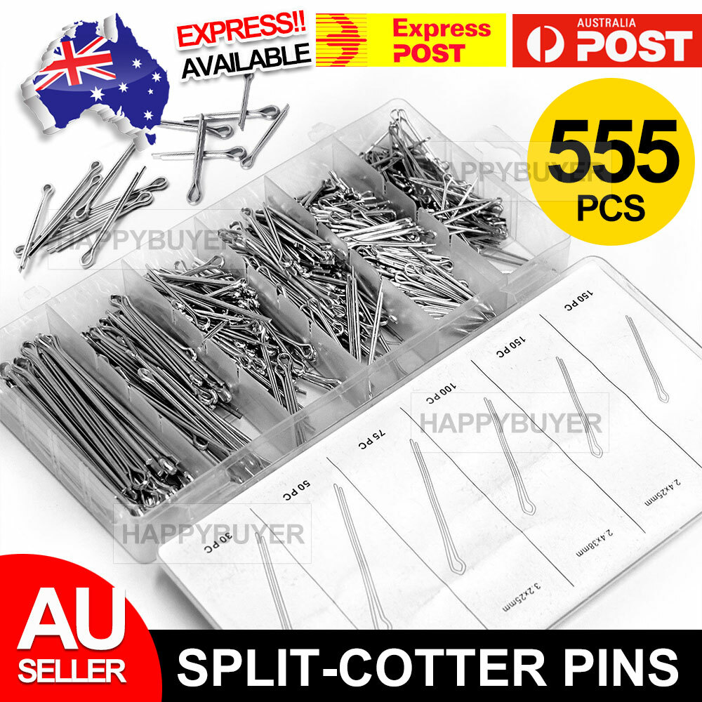555pc Cotter Pin Assortment Set Grab Split Fixings Securing Lock Pins ...