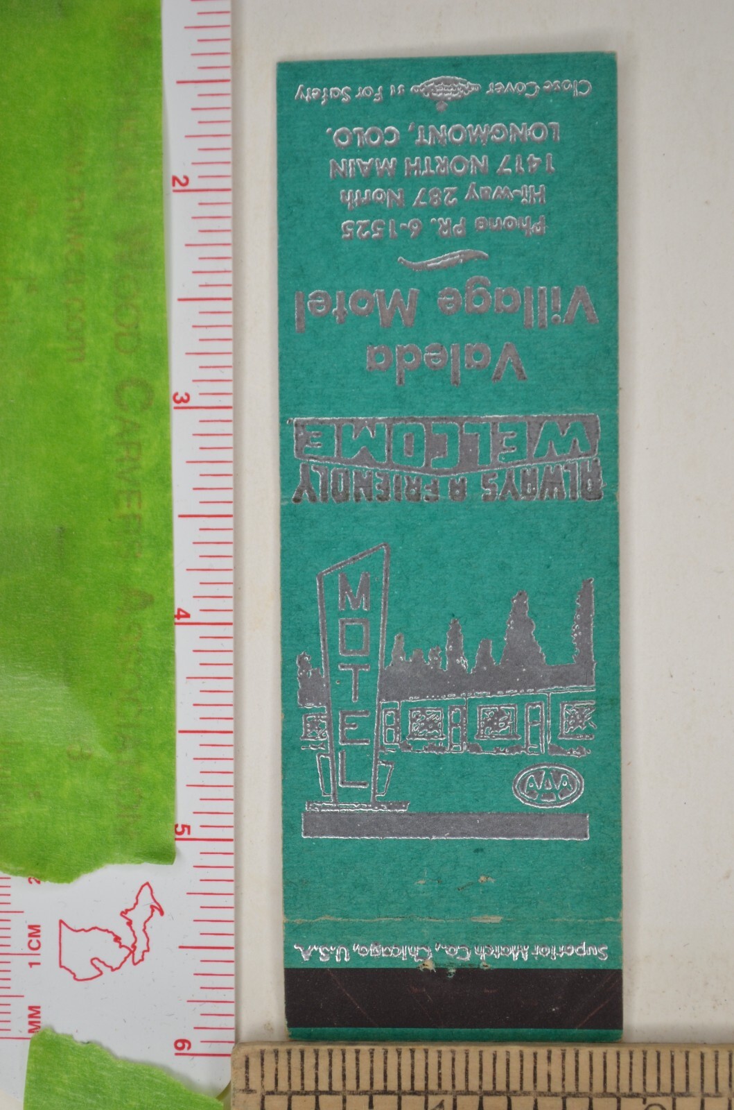 Vintage Matchbook Cover Valeda Village Motel Longmont Hotel Colorado ...