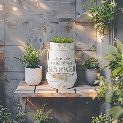 Willow & Silk Country Pot 26cm 'Market' Garden/Outdoor/Yard Decor ...