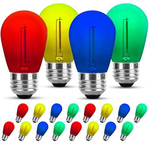 S14 Colored LED String Light Bulbs Replacement 16 Pack, 1W Multi-Color ...