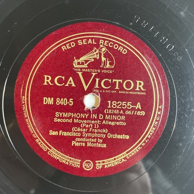 12" 78 RPM-Pierre Monteux-Cesar Franck Symphony in D Minor/RCA Victor ...