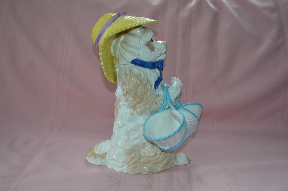 LIFE SIZE WHIMSICAL/COMICAL CERAMIC DOG FIGURINE DRESSED FOR GARDENING ...