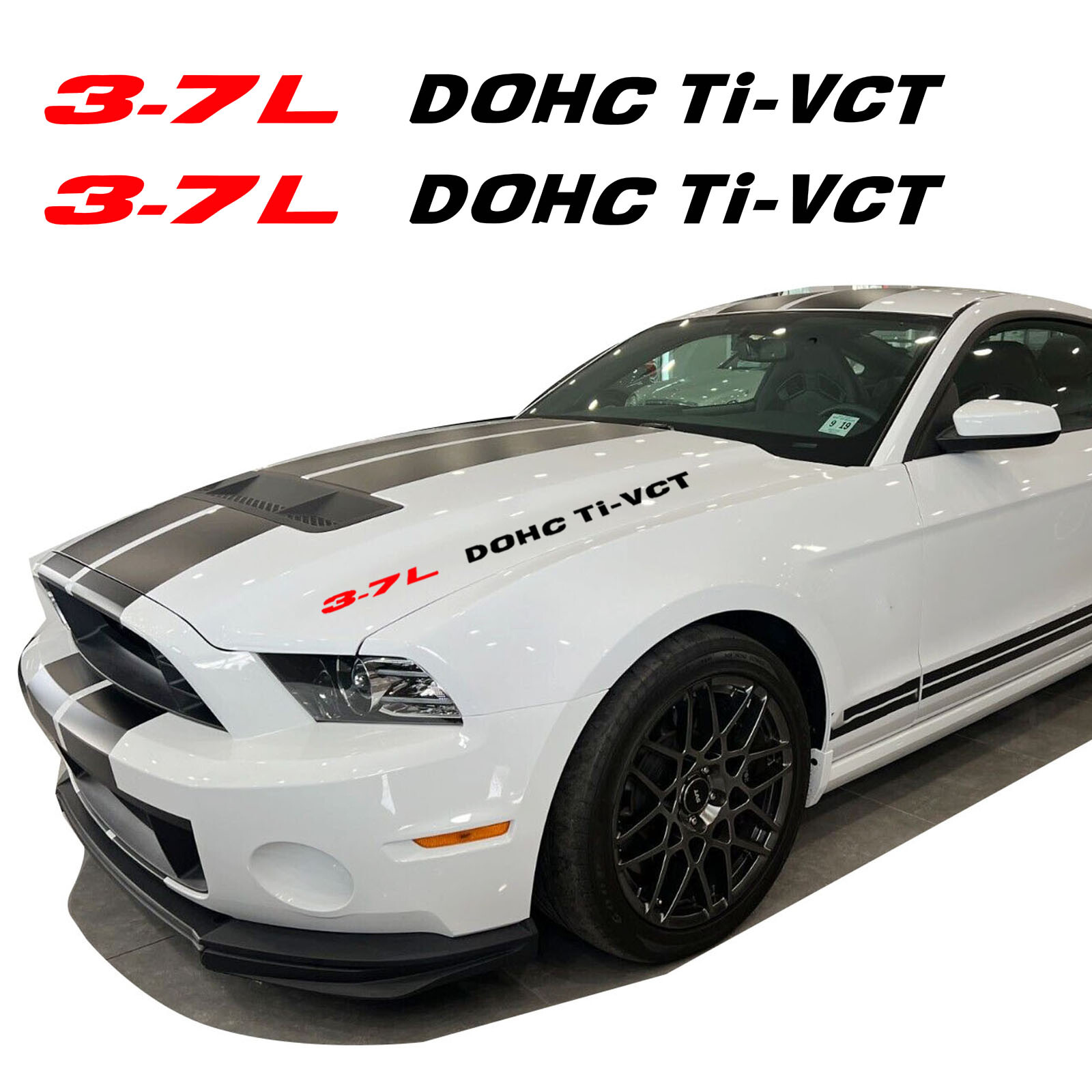 3.7L DOHC Ti-VCT Car Hood Emblem Sticker Decals For Ford Mustang V6 ...