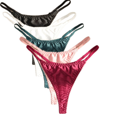 5 Pcs Lot Womens Sexy Satin Thongs Panties Silky G-string Underwear,S M ...