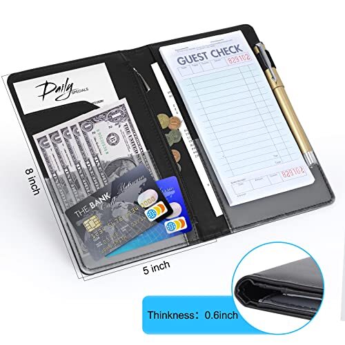 Leather Waitress Server Books Check Presenters w/ Zipper Pocket for ...