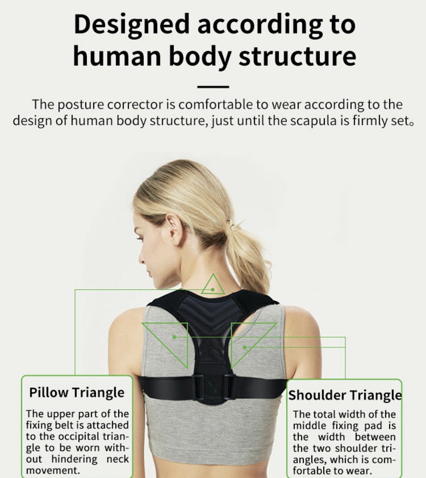 Posture Corrector Back Support Brace Clavicle Upper Neck Pain Relief ...