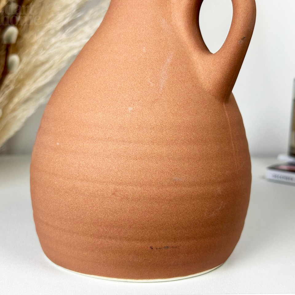 Terracotta Jug Vase With Handle Roman Style Ceramic Flower Bud Stem Pot ...