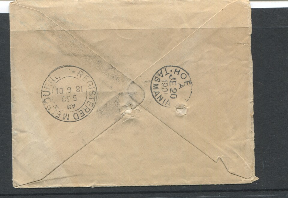 VICTORIA 1901 REGISTERED COVER BARRED NUMERAL 191 WALLAN WALLAN TO ...