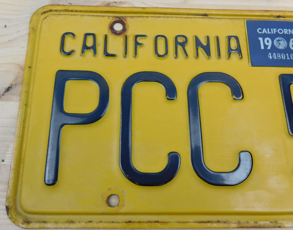 Vintage Original 1956 California License Plate Tag # PCC 599 W/ 1960 ...