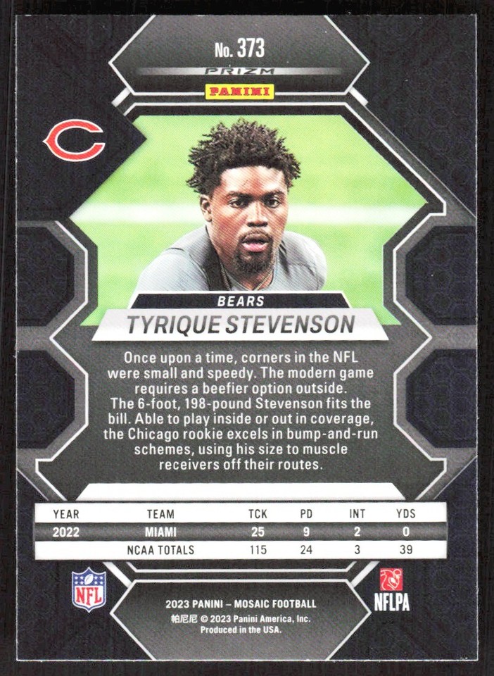 2023 7748B Panini Mosaic Rookie MOSAIC PRIZM Tyrique Stevenson Rookie ...