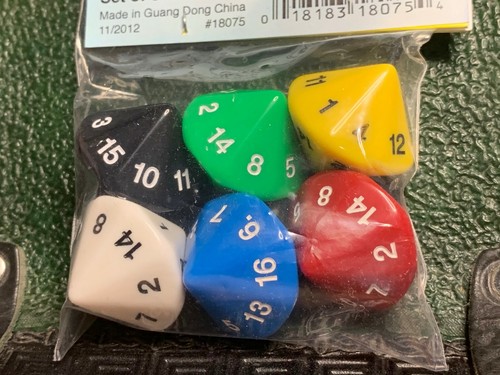 20mm Assorted D16 (Sixteen Sided) x6 Dice Opaque Die Tabletop Gaming ...