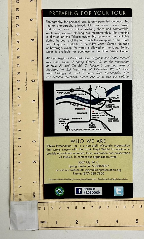 2011 Spring Green WI 100 Years Anniv Taliesin Frank Lloyd Wright Travel ...