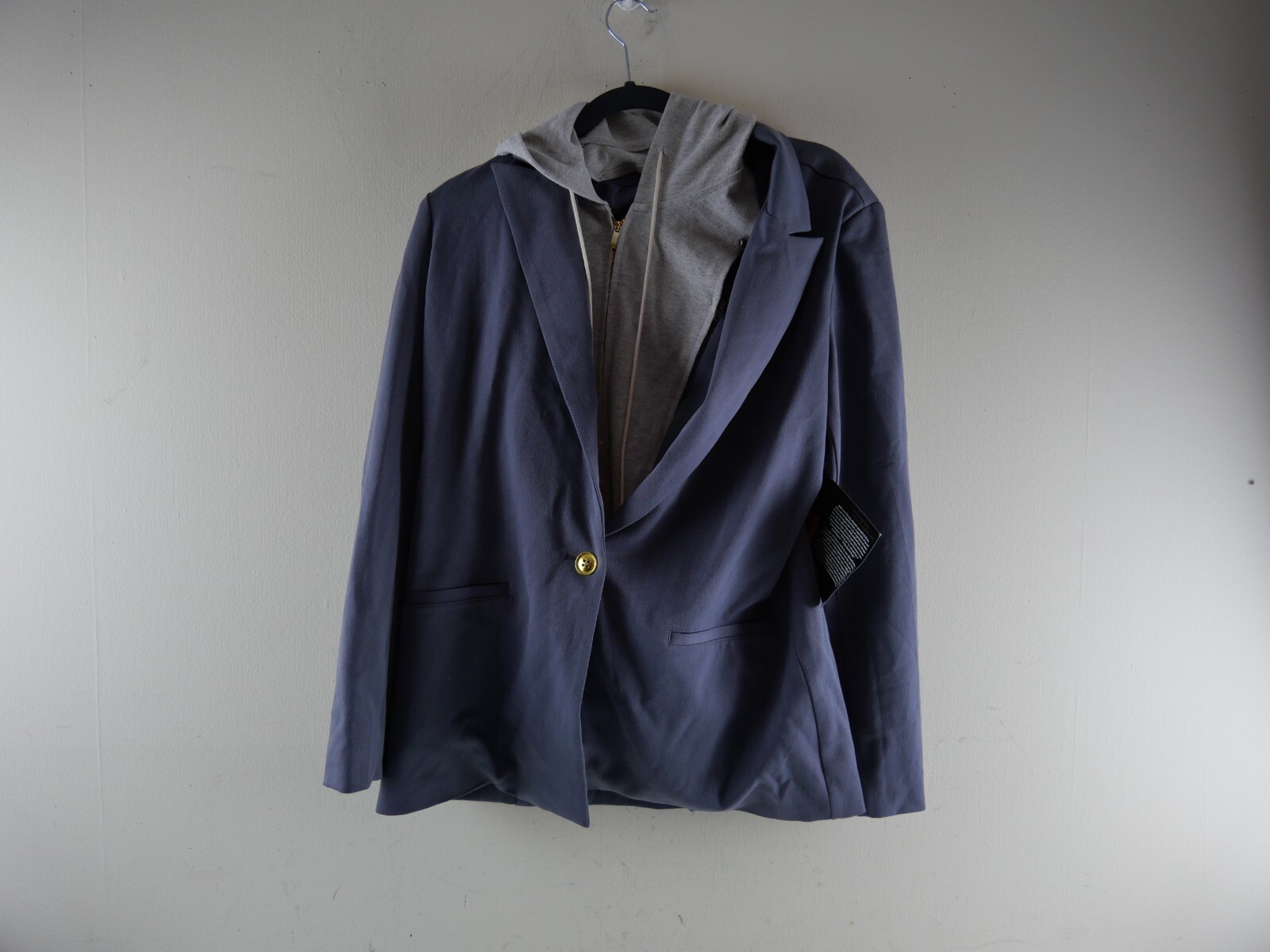 IMAN Women's M Gray Stretch Sports Jacket Blazer, Removable Hood ...