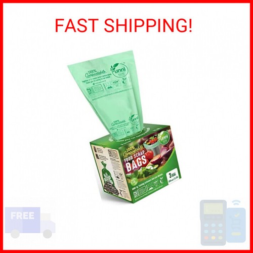 UNNI ASTM D6400 100% Compostable Trash Bags, 3 Gallon, 11.35 Liter, 100 ...