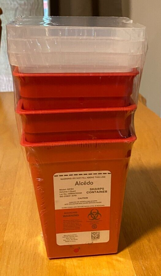 3 Biohazard Needle/ Syringe Disposal Small Portable Containers for ...