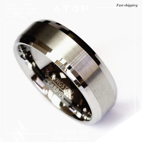 Titanium Color Two Tone Tungsten Carbide Wedding Band Men's Ring Bridal ...