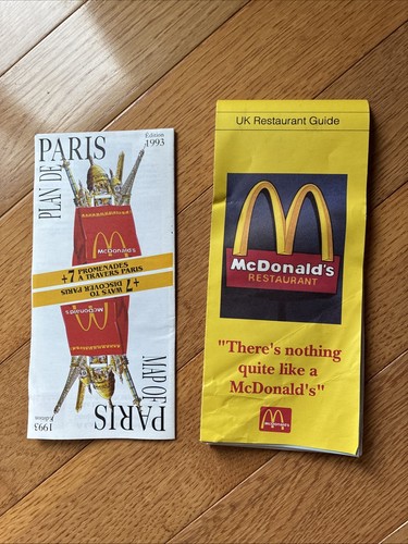 2 VTG McDonald's Europe UK & Paris Fold Out Road Maps lot 1993 & 1984 ...