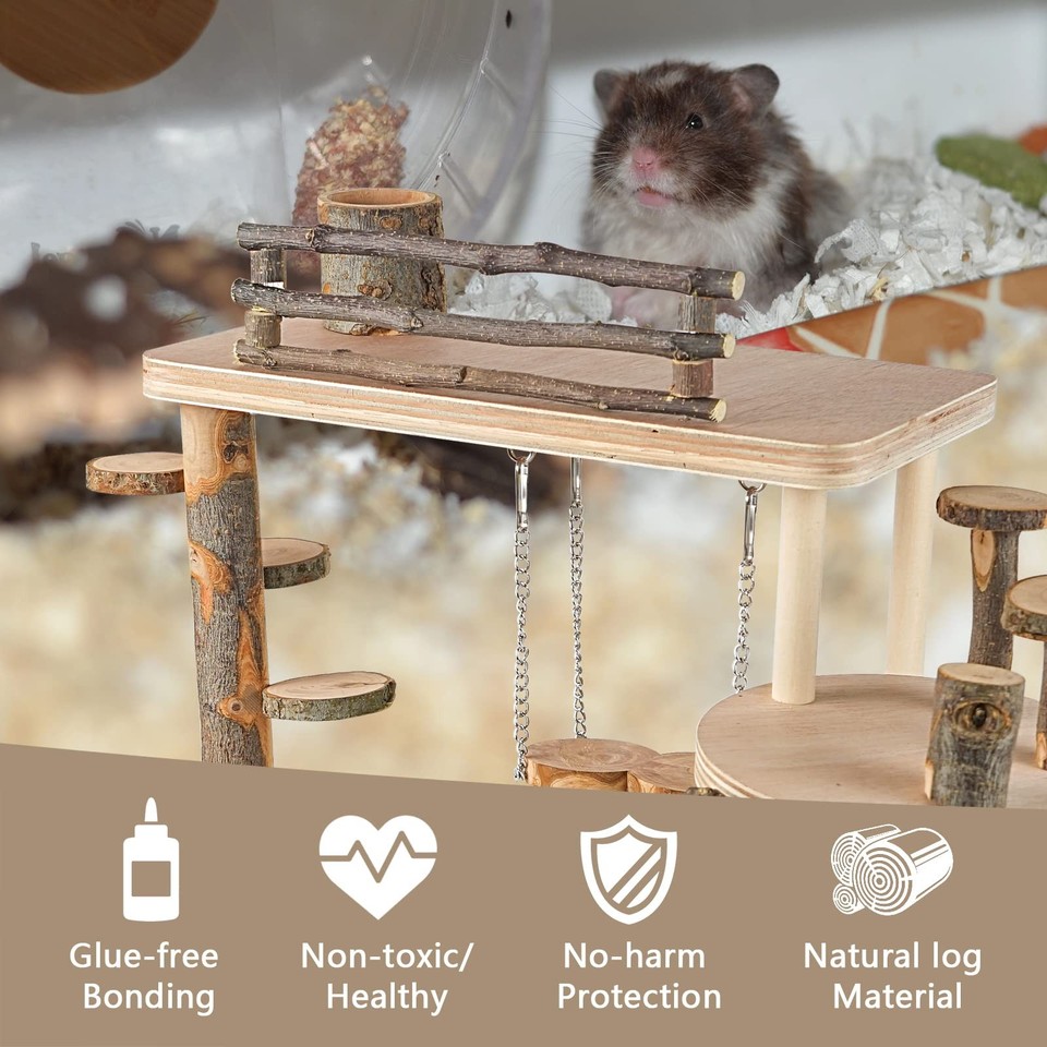 Wooden Hamster Playground Platform, Hamster Climbing Toy, Natural ...