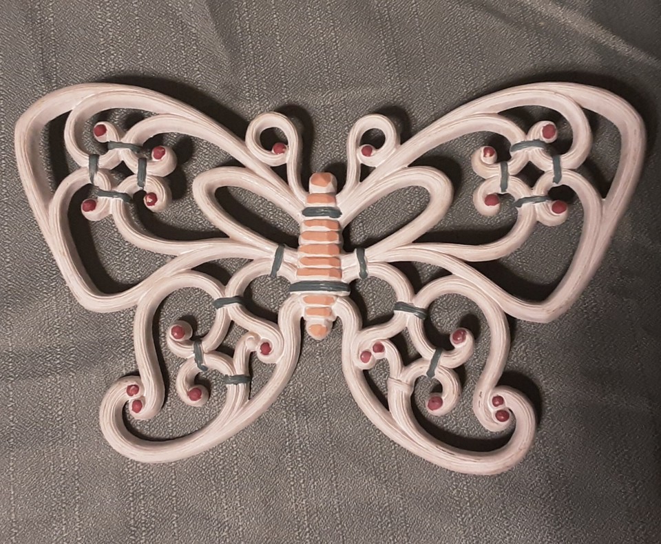 3 Vintage Homco #7537 painted Plastic Butterflies Wall Hangings - Faux ...