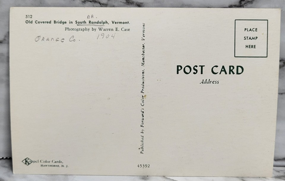 Vintage Postcard. Old Wooden Covered Bridge. Rustic. South Rudolph ...