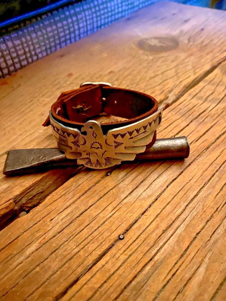Men's Thunderbird Cuff Leather Concho Bracelet $285 LAST ONE! | eBay